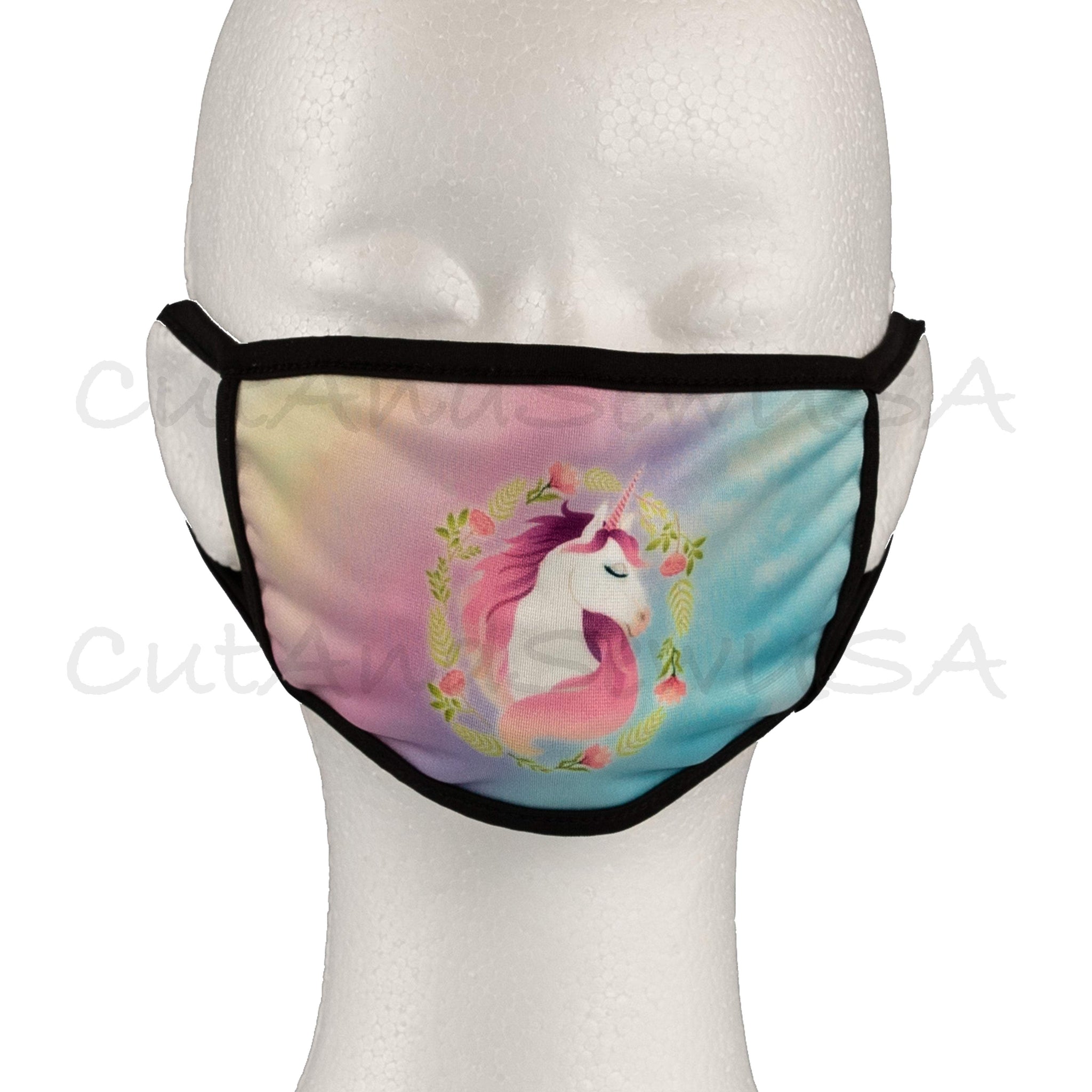 Kids Size Unicorn Face Mask, Unicorn Mask, Reversible 2 ply Polyester ...