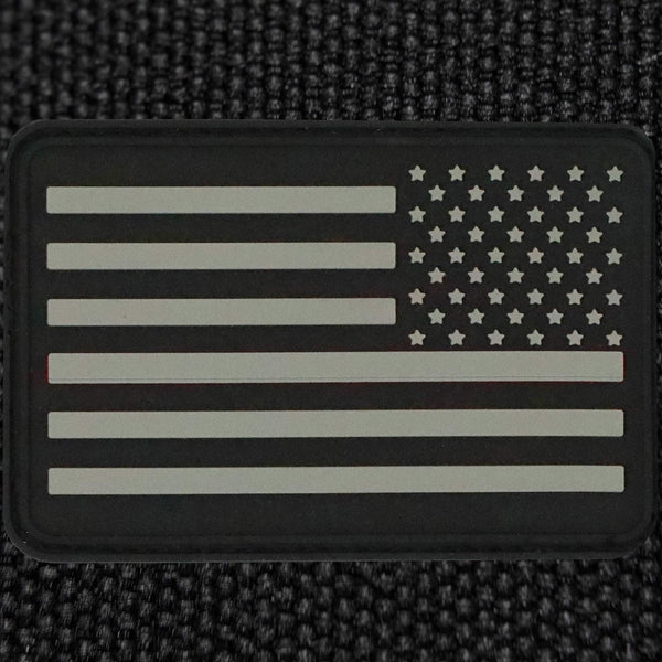 American Flag Patch, Subdued Grey, PVC Rubber, 2" x 3" w/ Velcro/Hook ...